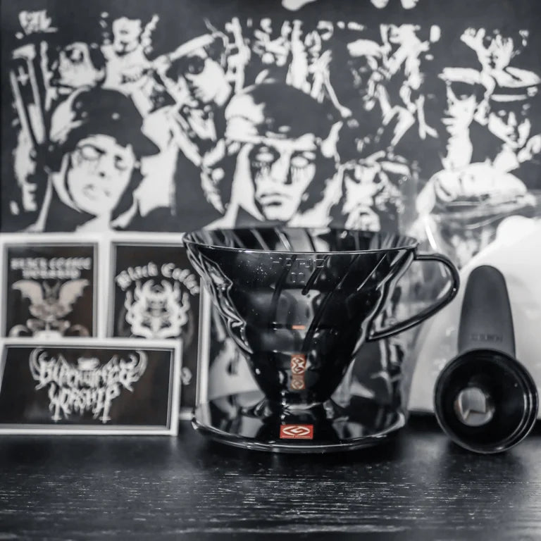 Hario V60 Coffee Dripper Set Transparent Black Size 02 + BCW STICKER P ...